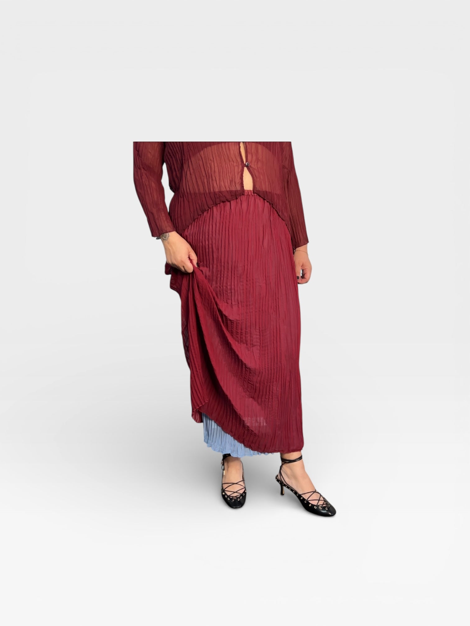 Rue Pleated Skirt- Reversible Coppen Blue/ Burgundy – Baacal