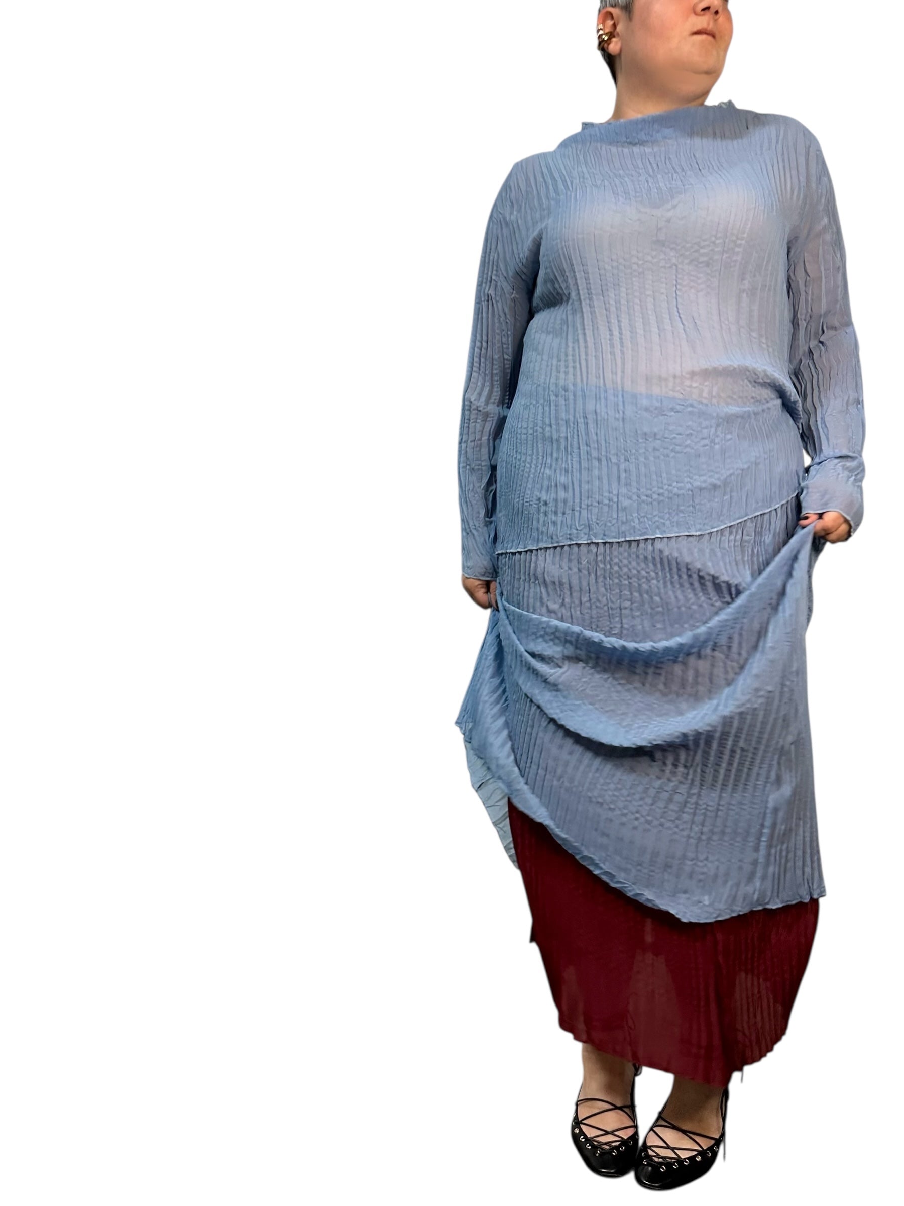 Rue Pleated Skirt- Reversible Coppen Blue/ Burgundy – Baacal