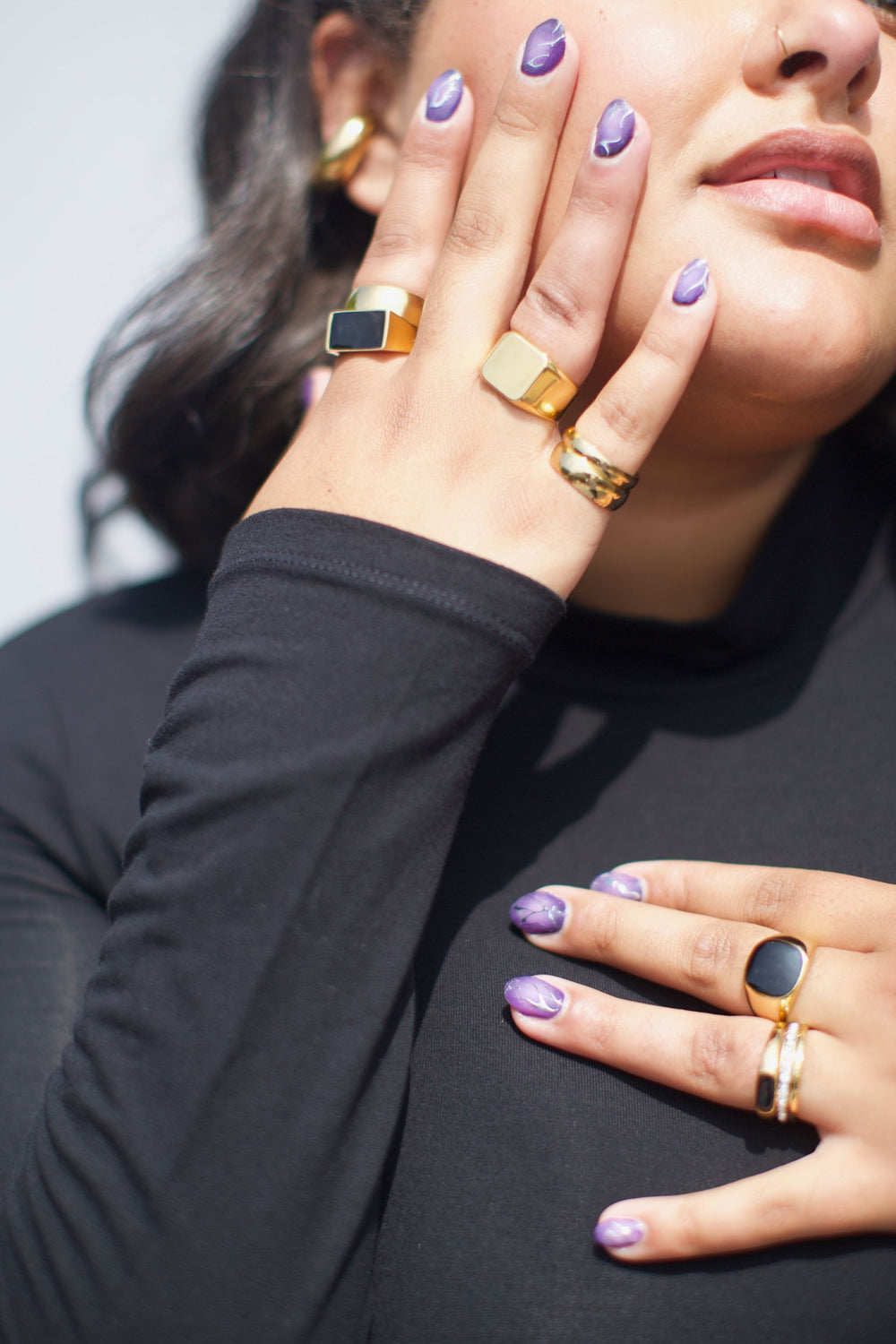 Rectangle Signet Ring- Black / Gold