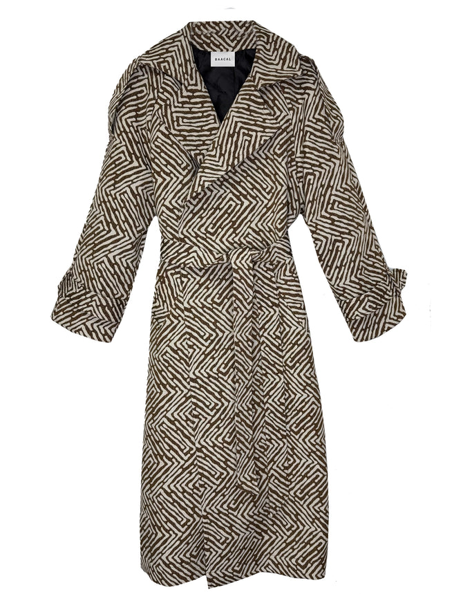Aria Double Breasted Trench- Geo Brown Cream – Baacal