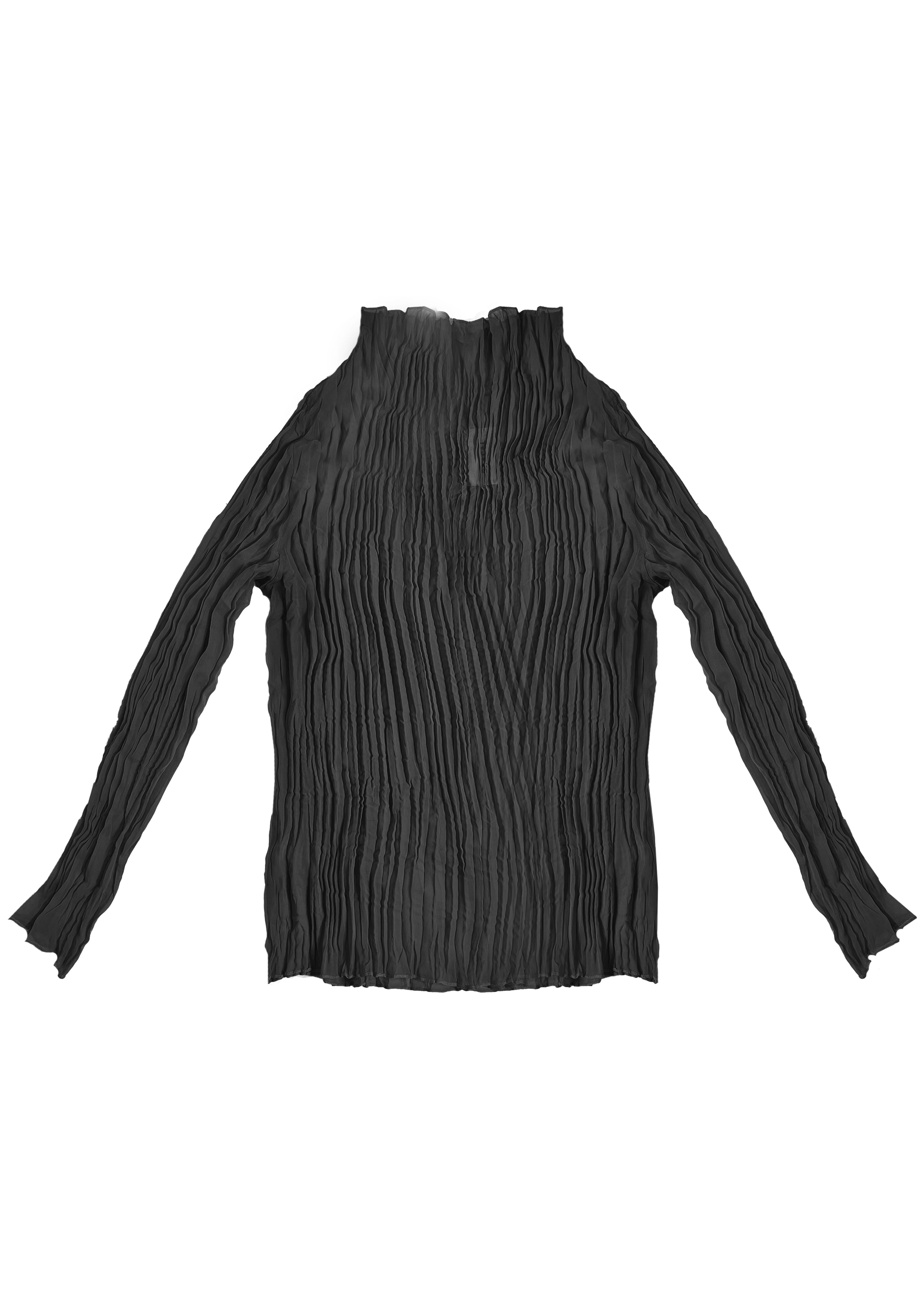 Esma Pleated Funnel Neck Top- Black – Baacal