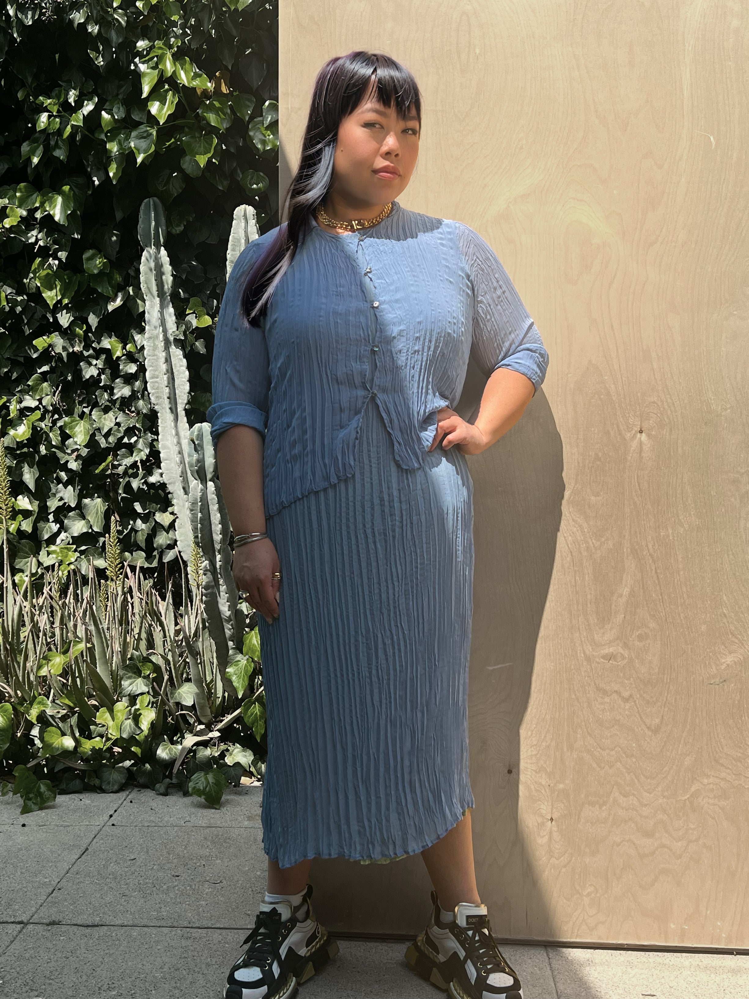 Maya Pleated Cardigan- Dutch Blue – Baacal